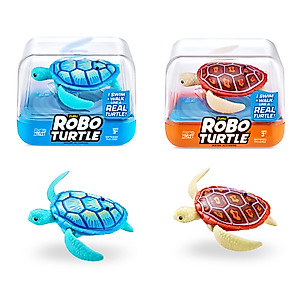 ROBO ALIVE Robo Turtle Robotic Swimming Turtle (Orange + Blue) by ZURU Water Activated, Comes with Batteries, Amazon Exclusive (2 Pack)