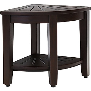 AquaTeak 15.5" Kai Corner Mocha Teak Shower Bench with Shelf