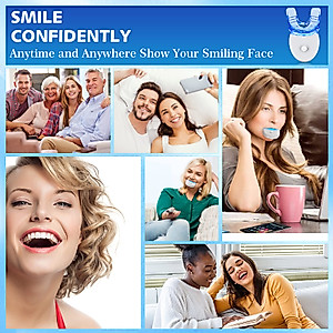 Teeth Whitening Kit with Blue Light, Professional Teeth Whitener with 12 Whitening Gel, 3 Soothing Gel, Mouth Tray- Remove Stains from Coffee,Smoking,Wines- 15 Minutes Effective Home Tooth Whitening