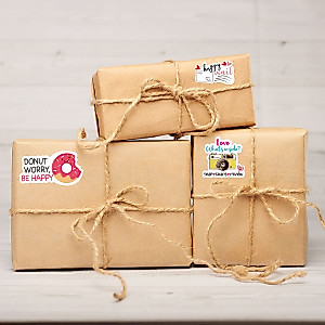 Donut Worry Be Happy Stickers,Thank You Stickers,Handmade Stickers,Small Shop Stickers,Envelopes Stickers for Small Business, Online Retailers,Handmade Goods,500 Labels Per Roll