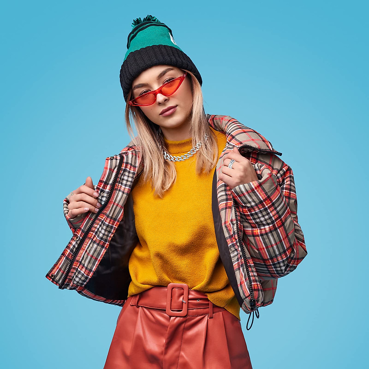 3 Pcs Link Chain Jewelry Set Bling Necklace Bracelet Ring Silver Link Chain for Women Men, Hip Hop Rapper Jewelry Present