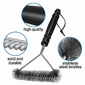 Grill Brush Set, BBQ Brush and Scraper, 12 Inch 3-Sided Barbecue Grill Brush, Two Set for All Grill Cleaning, Best Safe BBQ Cleaner Gift