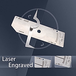 WeldingStop V-WAC Undercut Gauge Biting Edge Welding Guage for Welder Inspection Single Weld Gauge Measure Inspection Tools Porosity Size/amount Inspection Tools Inch Stainless Steel