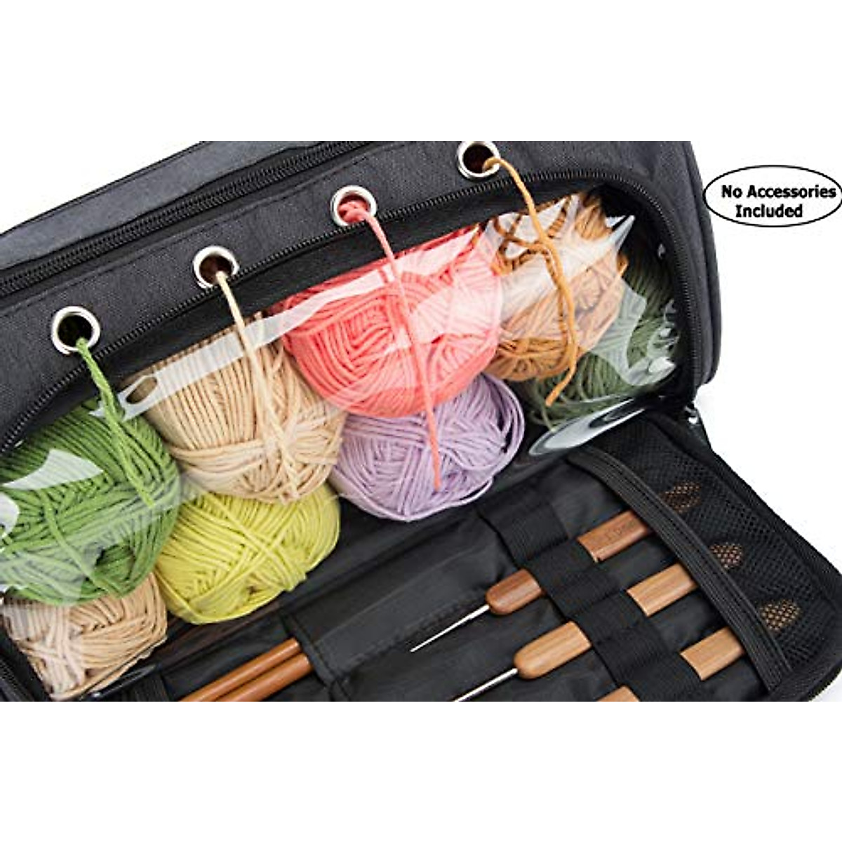 Pacmaxi Yarn Storage Knitting Organizer Lightweight Yarn Storage Bag with Holes Portable Knitting Organizer for Cotton Yarns, Crochet Hooks, Knitting Needles(Up to 10 Inch) (Dark Gray)