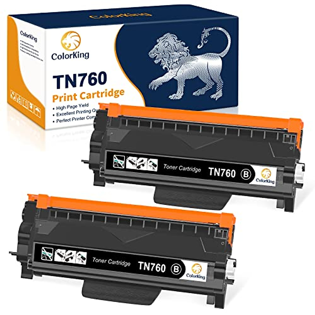 Colorking TN760 Toner for Brother Printer TN730 Black High Yield Toner Cartridge TN-730/TN-760 Replacement Compatible for DCP-L2550DW MFC-L2750DW MFC-L2710DW HL-L2350DW HL-L2370DW HL-L2395DW (2 Pack)