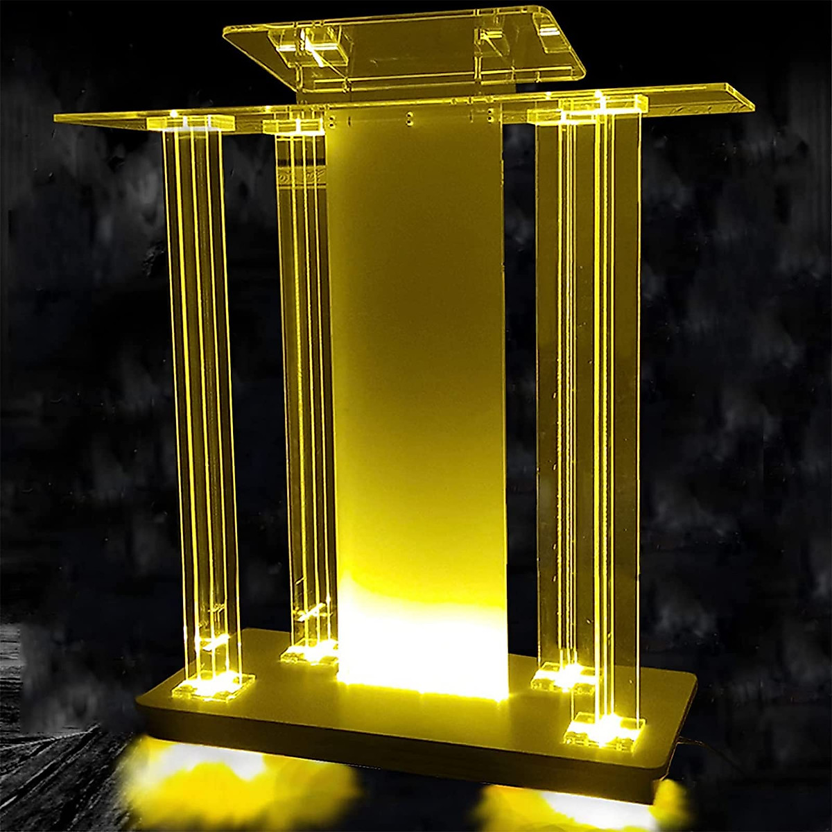 FKKFUCI Large Rolling Pulpit Acrylic Floor Podium with Casters, Luxury Reading Table Imported Portable Scrolling Pulpit Church Office Wedding Hotel,Clear