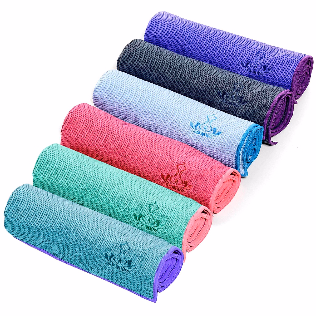 Heathyoga Hot Yoga Towel Non Slip, Microfiber Non Slip Yoga Mat Towel, Exclusive Corner Pockets Design, Dual-Grip, Sweat Absorbent, Perfect for Hot Yoga, Bikram, Pilates and Yoga Mats