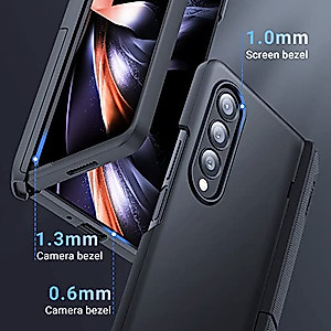 TORRAS Armor Stand Galaxy Z Fold 4 Case, [MIL-Grade Hinge Protection] [Invisible Kickstand for Full Screen Viewing], Matte Hard Case Slim Protective Designed for Samsung Galaxy Z Fold 4 Case Black