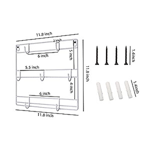 Ymeibe Wall Mounted Coffee Mug Rack with 7 Hooks Large Metal 3 Tiers Coffee Cup Holder for Coffee Mugs, Teacups, Mason Jars, Display, Organizer and Storage Hangers, Set of 2 (White)