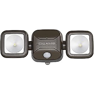 Beams MB3000 High Performance 500 Lumen Wireless Battery Powered Motion Sensing LED Dual Head Security Spotlight, Brown, 1-Pack