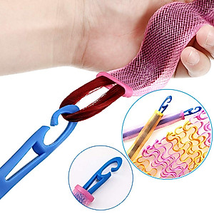 22 Inch Hair Curlers Hook Heatless Curls Hook Hair Curlers Styling Hook (Blue)