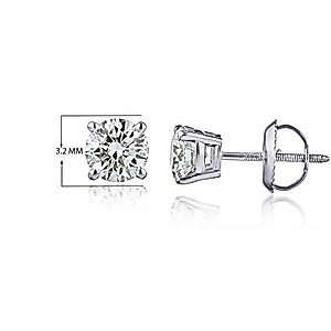 The Diamond Channel Certified Diamond Earrings for Women in 14K Gold with Screw Back and Post Studs (I1-I2 Clarity), Choice of Carat Weights