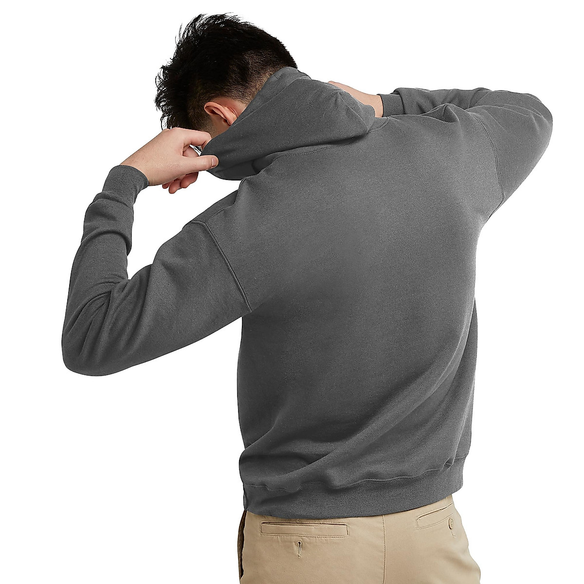 Hanes Men's Pullover EcoSmart Hooded Sweatshirt, Smoke Grey, X-Large