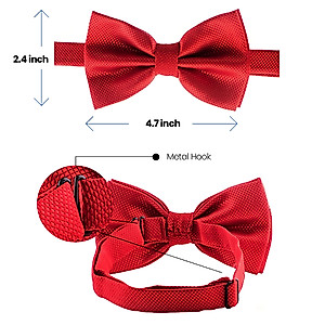 Man of Men Red Bow Tie, Red Bow Ties for Men - Pre-Tied Formal Tuxedo Bowtie - Adjustable Length - Huge Variety Colors Available (Red)