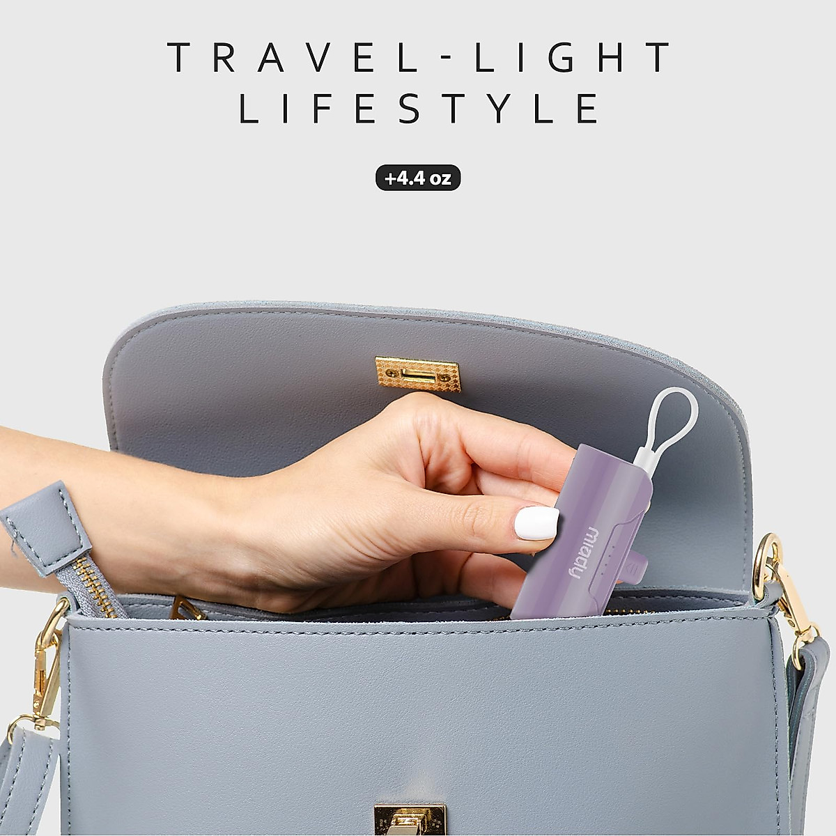 Miady 5000mAh Mini Portable Charger for iPhones, MFI-Certified Portable Phone Charger, Backup Battery Pack Charger Compatible with iPhone 14/13/12/11/X/XS/XR/8/7/6/5 Series (Cream Purple)