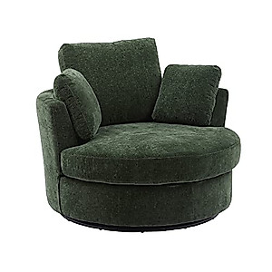 Oversized Swivel Accent Barrel Chair with 3 Pillows,Modern Comfy Upholstered 360 Recliner Sofa Cozy Club Chaise Leisure Round Loveseat Lounge Armchair for Living Room/Bedroom/Hotel/Nursery/Office