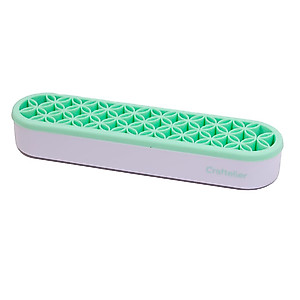 Craftelier - Brushes, Paintbrushes and Ink Applicator Holder with Silicone Grip and Flower Pattern | Size 20.9 x 5 x 3.3 cm (8.23" x 1.97" x 1.3") - White and Mint Colour