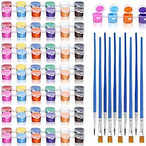 WYOMER 12 Sets(168 PCS) Acrylic Paint Set, 12 Colors Water Paint with Brushes, Washable Paint Sets for Home, Classroom and Birthday or Art Party(24 Brushes)