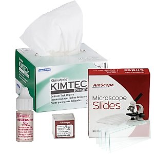 AmScope MLA-WPKIM-72P100S22 Professional Operation and Maintenance Kit for Microscopes - Slides, Immersion Oil and Cleaning Package