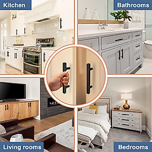 AEEKEL 30 Pack 6 inch Square Cabinet Handles Matte Black Drawer Pulls, 3-3/4" Hole Center Kitchen Handles for Cabinet Pulls, Stainless Steel Cabinet Hardware for Bedroom Bathroom Office