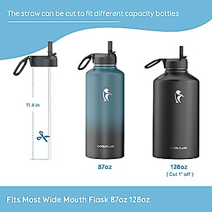 Straw Lid for 32oz, 40oz, 64oz, 87oz, 128oz Water Bottle, Insulated Flip Top Cap of 2.22” Diameter Bottles, BPA-Free Water Flask Accessories with 2 Straws and 1 Brush