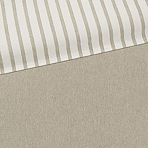 Madison Park Essentials Hayden Duvet Set Yarn Dyed Stripe Pattern, Solid on The Reverse, All Season Comforter Cover Bedding Set with Matching Sham, King/Cal King, Tan 3 Piece