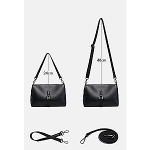 100% Women genuine leather small shoulder bag purse soft full grain leather middle aged lady crossbody bag handbag (Purple)