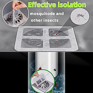 Disposable Hair Drain Stickers, 4" X 4" Disposable Shower Drain Cover Hair Catcher Mesh Stickers for Bathroom Laundry Bathtub Kitchen（50PCS）