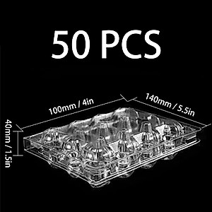 40 Pack Plastic Egg Cartons Cheap Bulk One Dozen Clear Empty Egg Cartons for Chicken Eggs, Reusable Egg Carton for Home Ranch Chicken Farm, Commercial Business Market Display, 2x6 Grids, Medium