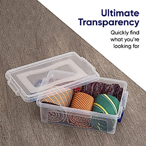 Superio Mini Storage Bins with Lids- Clear Boxes for Organizing, Stackable Plastic Containers- BPA Free, Non-Toxic, Odor Free, Organizer for Home, Office, Dorm, 1.25 Qt, 3 Pack