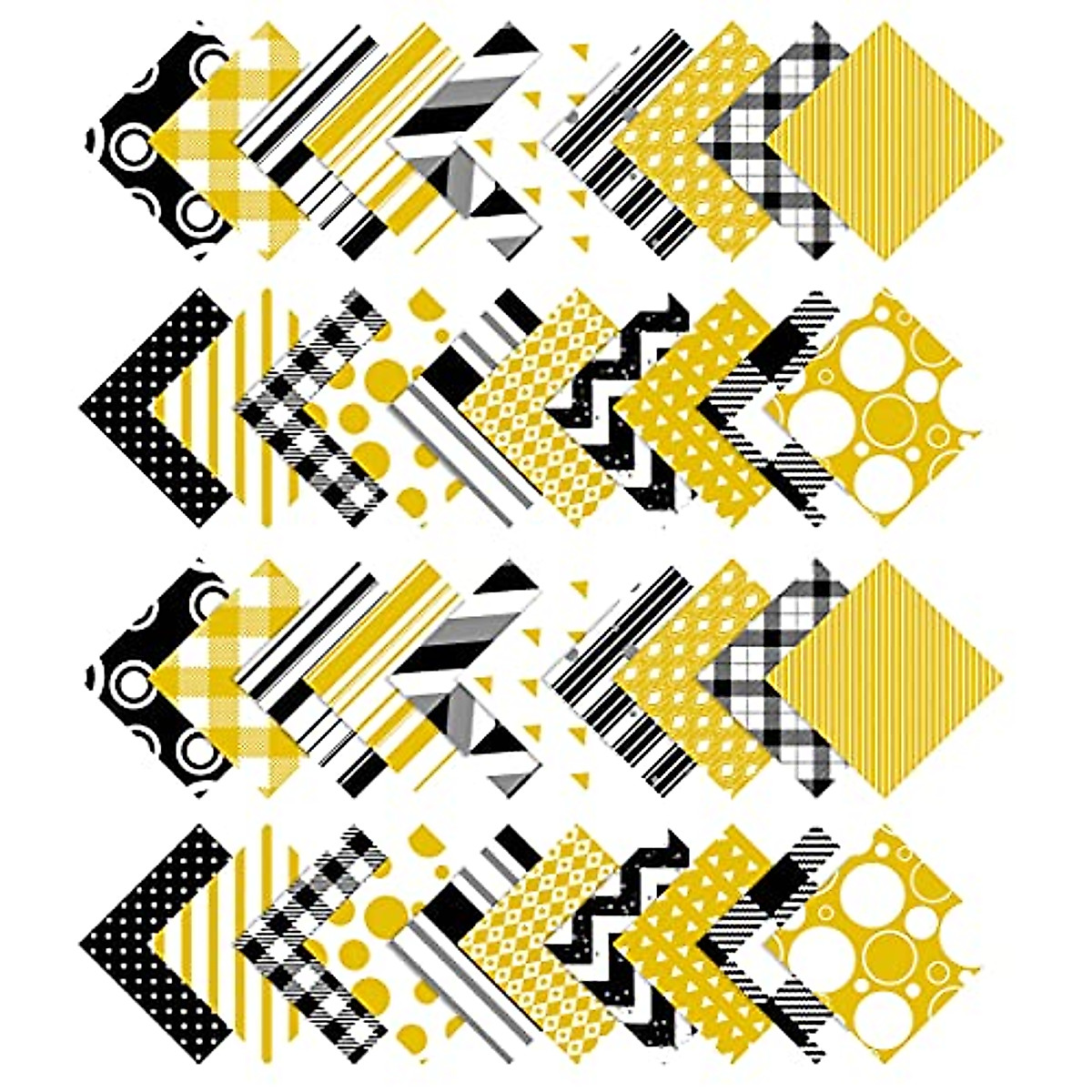 Soimoi Geometric Patterns Print Precut 5-inch Cotton Fabric Quilting Squares Charm Pack DIY Patchwork Sewing Craft- Black & Yellow