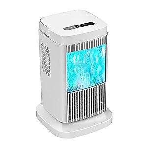 Portable Air Conditioner，Semiconductor Mini Air Conditioner 85W，With Water Stripe Aurora Night Light Personal Air Conditioner，Small AC Fan 4-Speed Silent for Desk，Home，Bedroom，Room，Office，Travel-White