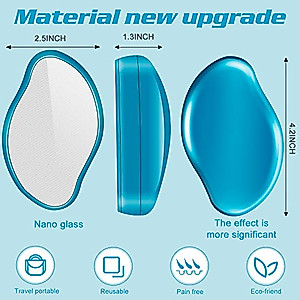 Crystal Hair Eraser for Women and Men, Reusable Crystal Hair Remover Device Magic Painless Exfoliation Hair Removal Tool, Magic Hair Eraser for Back Arms Legs(Blue)