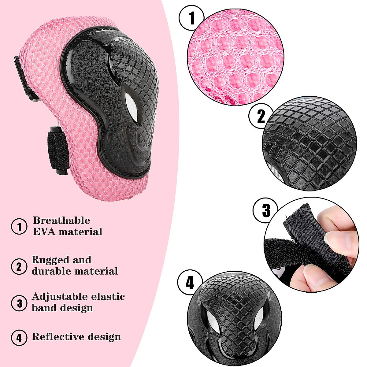 ValueTalks Protective Gear Sets for Youth/Kids Adjustable Safety Knee Pads and Elbow Pads Wrist Guards for 5~15yrs Girls Boys Teens Cycling Skating Roller Skateboard Bike Scooter Outdoor Sports