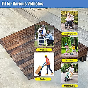 GUENZO Threshold Ramp, Auxiliary Wood Threshold Ramps for Doorways, 4 5 6 7 8 10 Inch Rise Wheelchair Transition Ramp for Home/Front Door/Yard/Patio, Non Slip (Size : 90x60x13cm/35.4x23.6x5in)