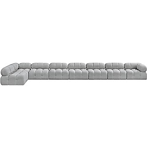 Meridian Furniture 611Grey-Sec8B Ames Collection Modern | Contemporary Modular Sectional with Rich Grey Boucle Fabric, Modular to Create Infinite Configurations, 204" W x 68" D x 28" H, Grey