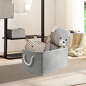 SAMORADREA Storage Baskets 8 Pack Decorative Baskets Storage Box Cubes Containers W/Handles for Clothes Books, Home, Office, Bedroom, Parlor, Garage (Grey)