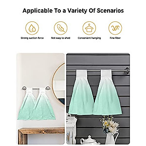 OneHoney 1PCS Hand Tie Towels for Bathroom Kitchen-Gradient White and Mint Green Decor Hanging Towel Tea Bar Dish Cloth Soft Coral Fleece Absorbent Washcloth,Abstract Minimalism Modernity