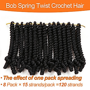 8 Packs Short Bob Spring Twist Crochet Hair 6Inch Pretwisted Passion Twist Hair Pre Looped Crochet Braids Hair for Black Women (6 Inch, 1B#)