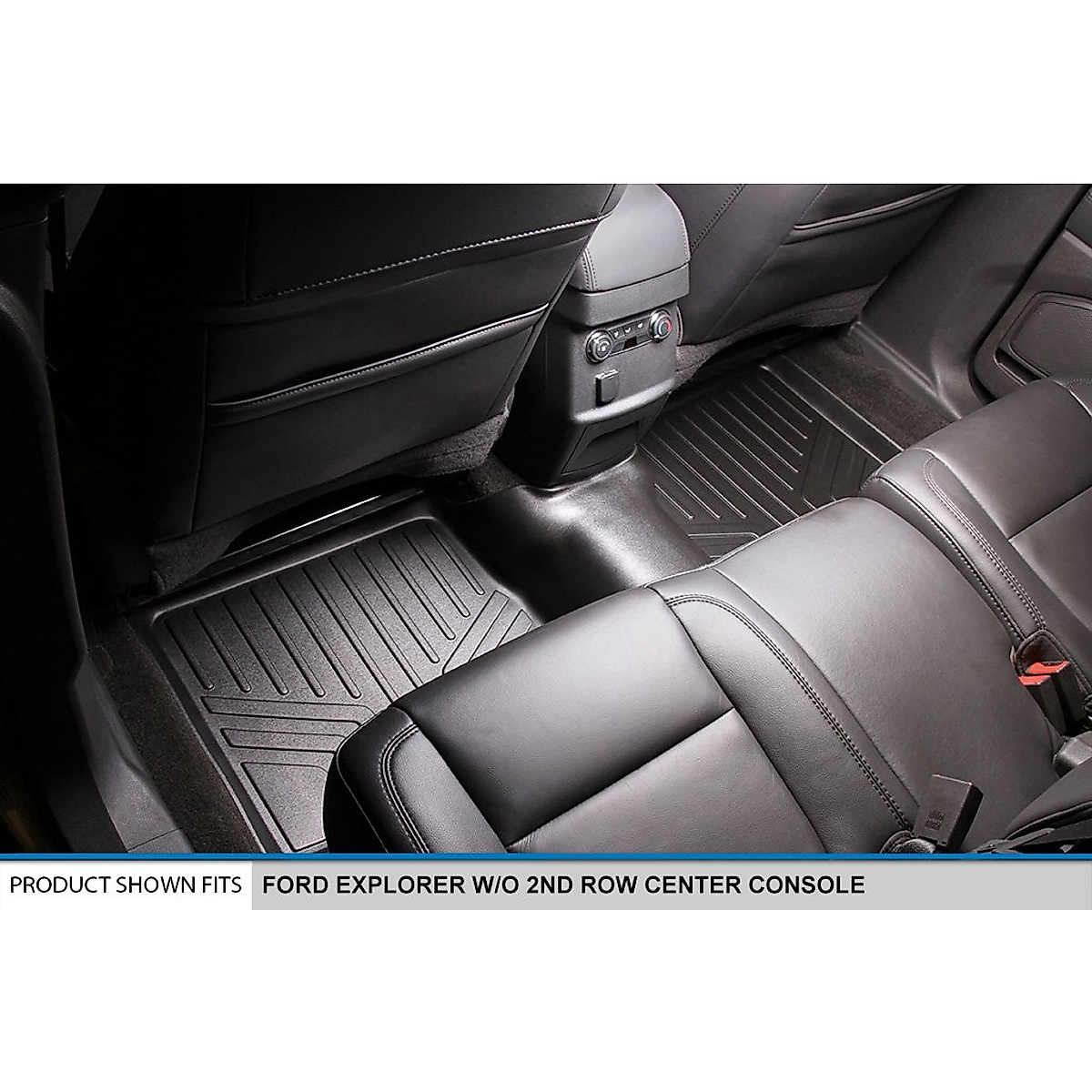 MAXLINER Custom Fit Floor Mats 3 Row Liner Set Black Compatible with 2017-2019 Ford Explorer without 2nd Row Center Console