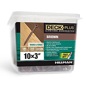 Deck Plus Wood Screws, Brown Exterior Screws, 3" x #10, 5lb