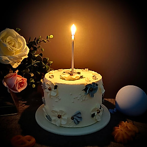 Himomys Long Thin Birthday Candles for Cake, Birthday Parties, Wedding Decorations (24, Pearl White)