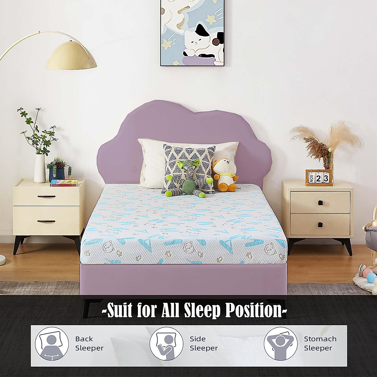 VIPKOE Gel Memory Foam Mattress, Twin XL, 6 Inch Alphabet Bed Mattress, Medium Firm Feel Mattress,Breathable & Cool Sleep Spine Pressure Relief Bed in a Box CertiPUR-US Certified