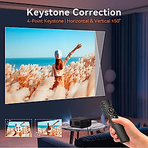 4K FHD WiFi Projector, Bluetooth Projector, 200" Portable Movie Projector, 13000 Lumens 500 ANSI Home Theater Video Projector Compatible with HDMI, USB, Laptop, iOS & Android Smartphone