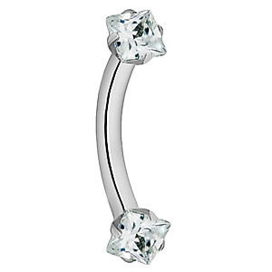 Forbidden Body Jewelry 16g 8mm Daith Earring, Eyebrow Ring and Rook Piercing, Internally Threaded 2mm CZ Barbell