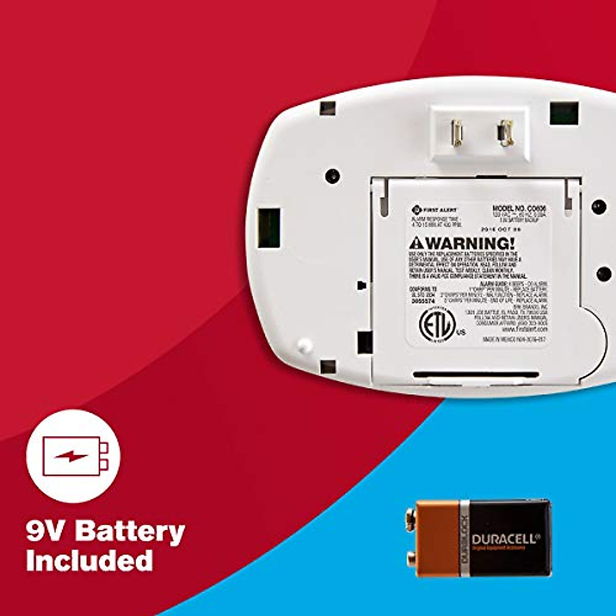 First Alert CO605 Plug-In Carbon Monoxide Detector with Battery Backup , White