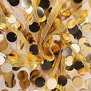 BalsaCircle 20 feet x 10 feet Gold Big Payette Sequin Backdrop Drapes Curtains - Wedding Ceremony Party Photo Booth Home Windows