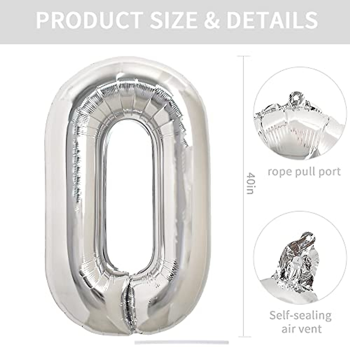 TONIFUL 40 Inch Large Silver Letter O Balloons Helium Balloons,Foil Mylar Big Letter Balloons for Birthday Party Anniversary Supplies Decorations