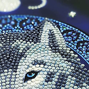 Crystal Art Diamond Painting Notebook - Lunar Wolf - Create a Sparkling Notebook Cover Using Crystals - for Ages 8 and up