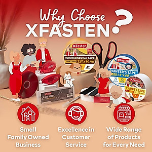 XFasten Double Sided Woodworking Tape, 1-Inch by 36-Yards, 3-Pack - Double Face Woodworker Turner's Tape for Wood Template, Removable & Residue Free